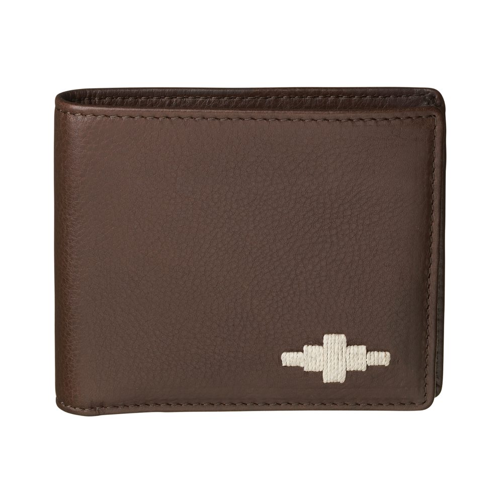 Pampeano 100% Leather Men Moneda Coin Wallet – Brown with Cream Diamond