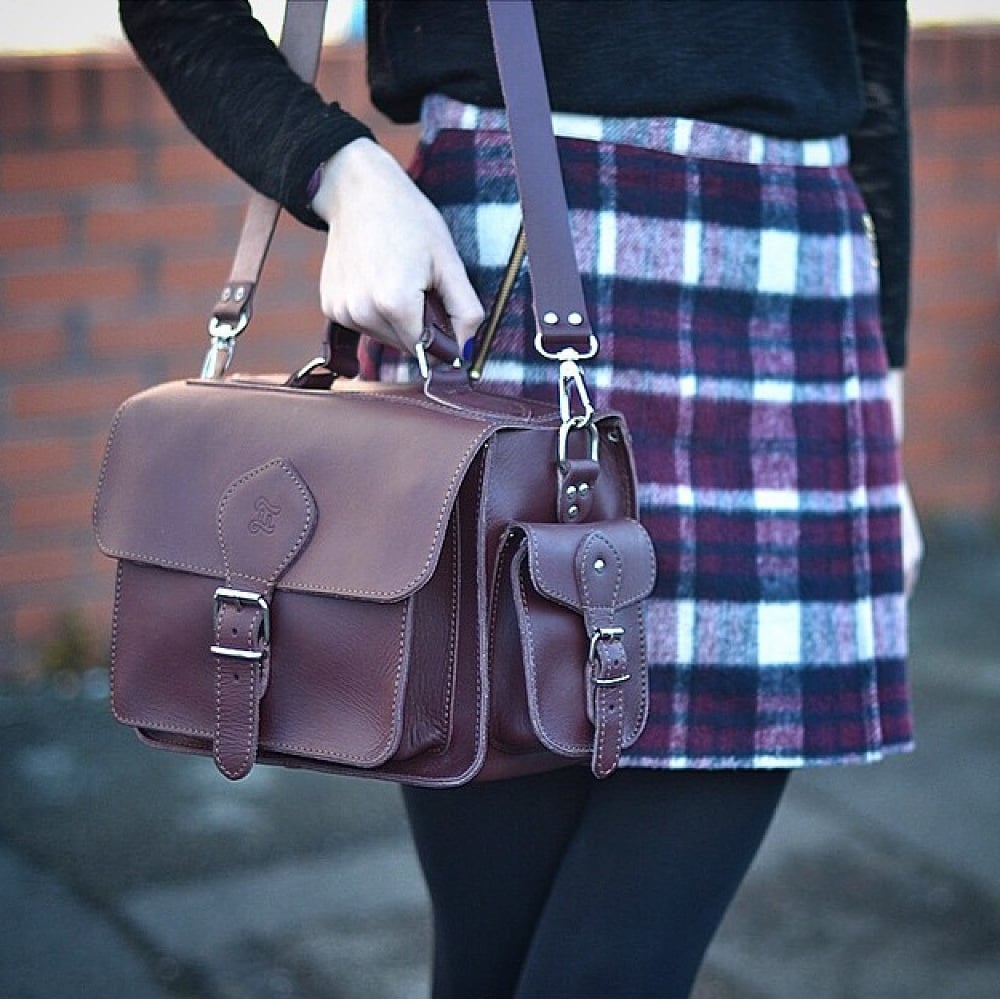 Grafea 100% Leather Camera Bag - Burgundy